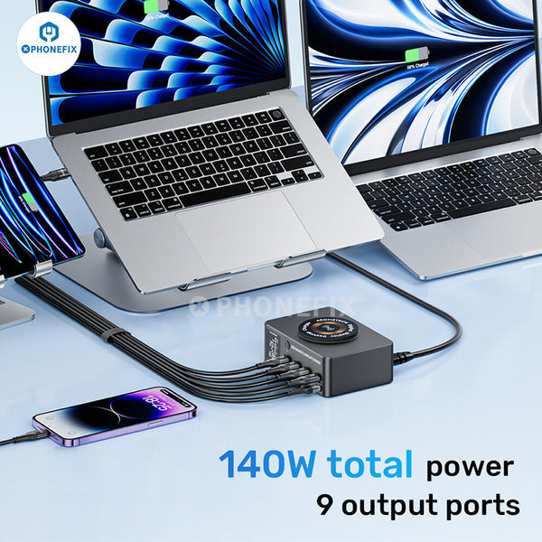 Intelligent USB Type-C Multi-Port PD Fast Charger With Magnetic Wirele