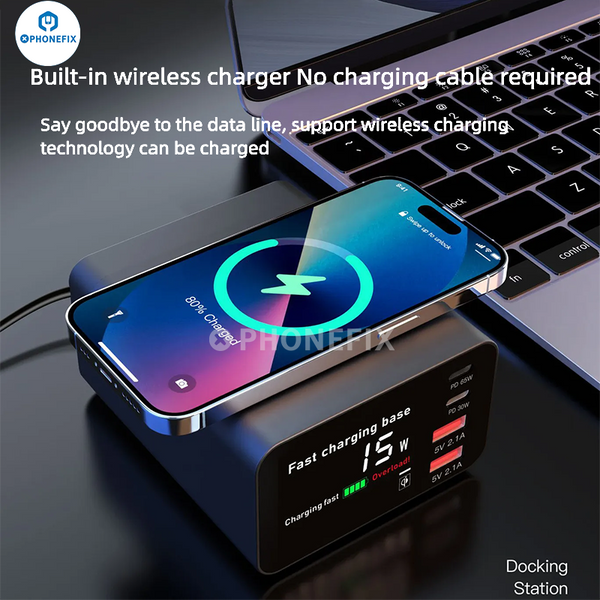 Intelligent USB Type-C Multi-Port PD Fast Charger With Magnetic Wirele