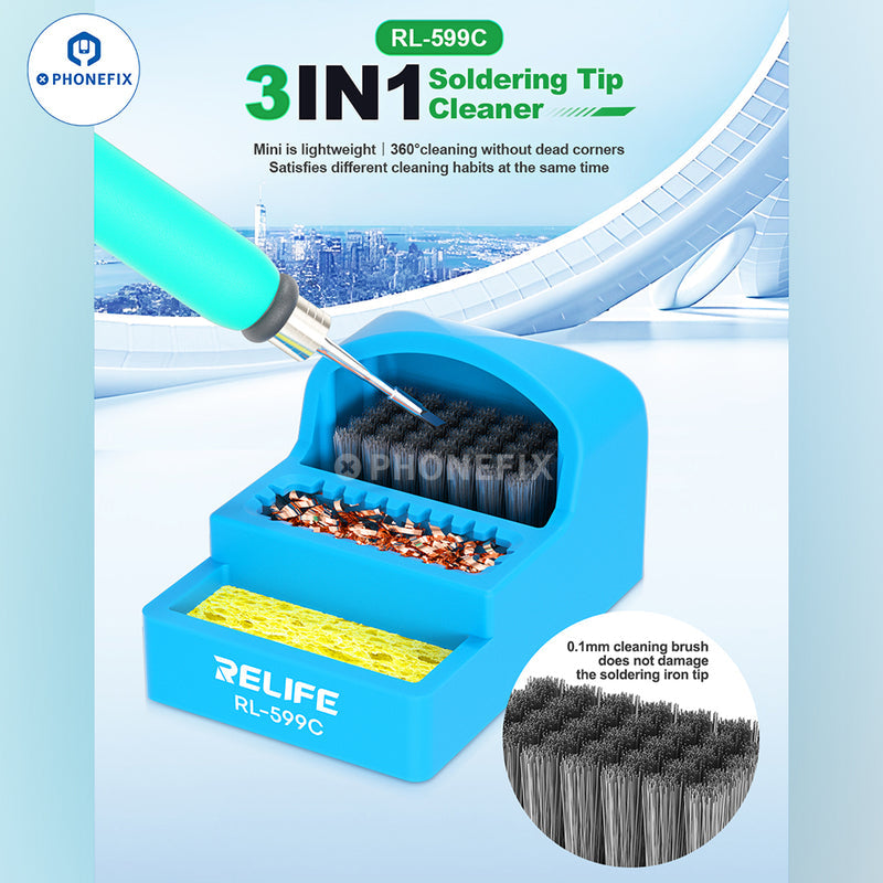 RL-599C 3-In-1 Soldering Tip Cleaner PCB BGA Welding Repair cleaning