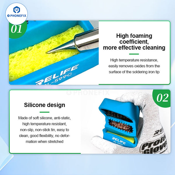 RL-599C 3-In-1 Soldering Tip Cleaner PCB BGA Welding Repair cleaning