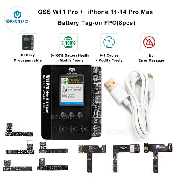 W11 Pro Battery Cycle Tester W12 Pro iPhone Battery Repair Tool