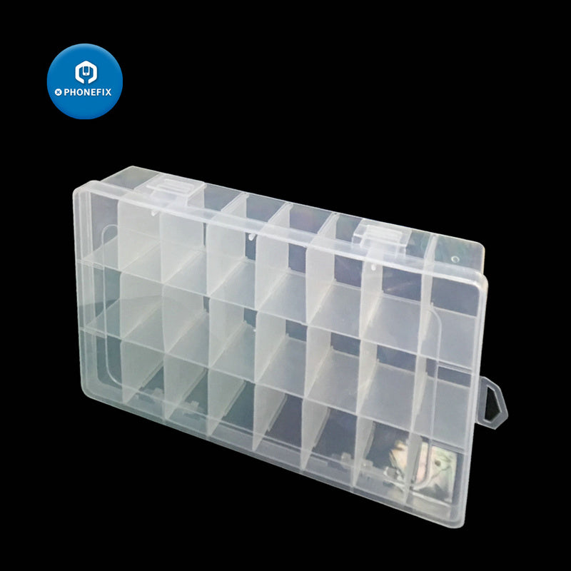 24 Compartment Storage Box Adjustable Plastic Case Component Organizer