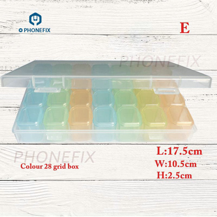 28 grid mobile phones IC repair parts box screw fittings storage box