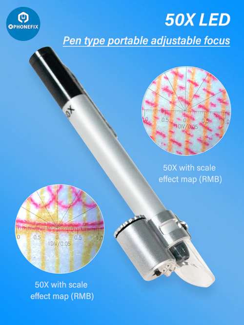 50X Handheld Pocket Magnifier With LED Light Reading Jewelry Identific