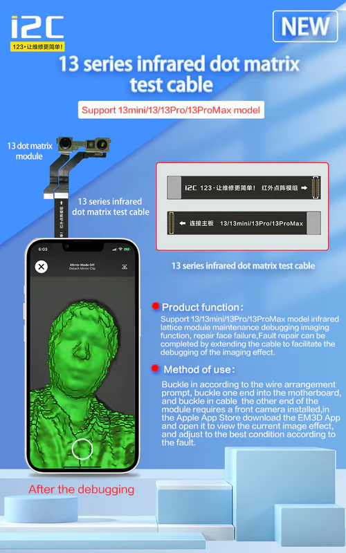 I2C Infrared Lattice Extension Test Flex Cable For iPhone 13 Series