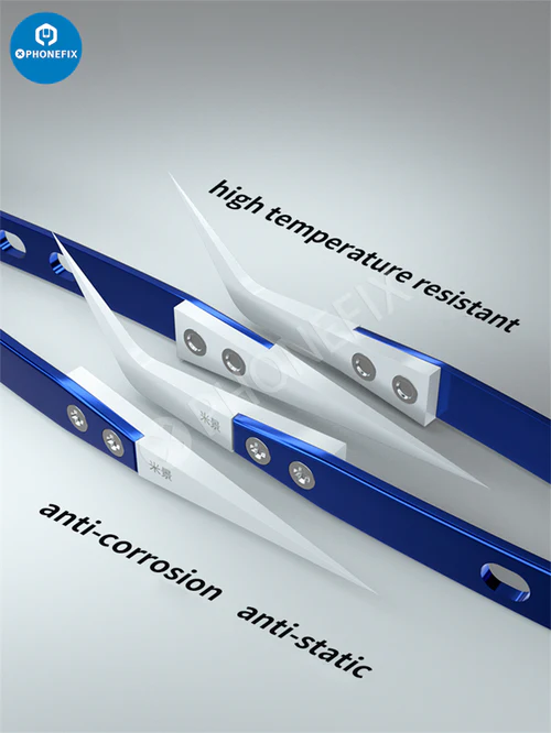 MJ Anti-Static Stainless Steel Ceramic Tweezers For PCB Soldering Repa