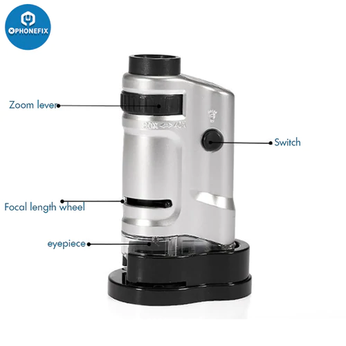 Mini Microscope 20-40X Pocket Magnifying Glass LED Light