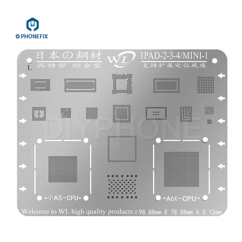 WL Multi-Purpose BGA Stencil Templates For ipad 2345 mini1234 pro